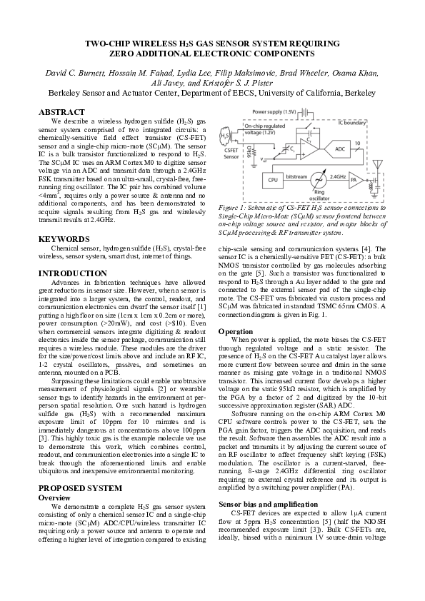 (PDF) Two-Chip Wireless H2S Gas Sensor System Requiring Zero Additional ...