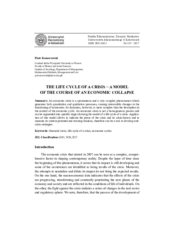 (PDF) The life cycle of a crisis − a model of the course of an economic ...