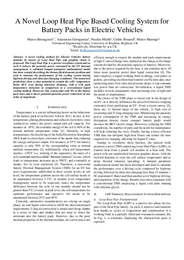 (PDF) A Novel Loop Heat Pipe Based Cooling System for Battery Packs in ...