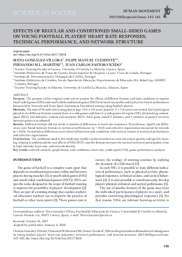 (PDF) Effects of regular and conditioned small-sided games on young ...