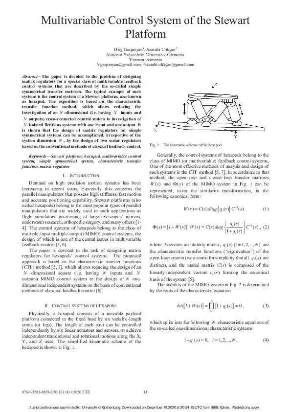 (PDF) Multivariable Control System of the Stewart Platform