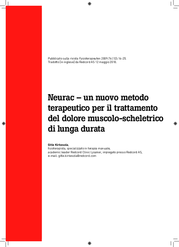 (PDF) Neurac – a new treatment method for long-term musculoskeletal ...