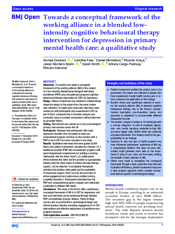(PDF) Towards a conceptual framework of the working alliance in a ...
