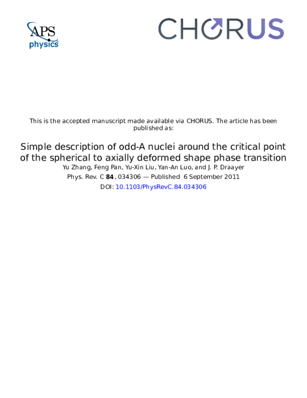(PDF) Simple description of odd-A nuclei around the critical point of ...