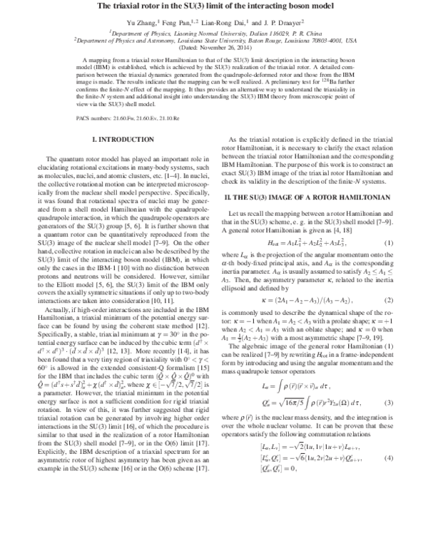 (PDF) Triaxial rotor in the SU(3) limit of the interacting boson model