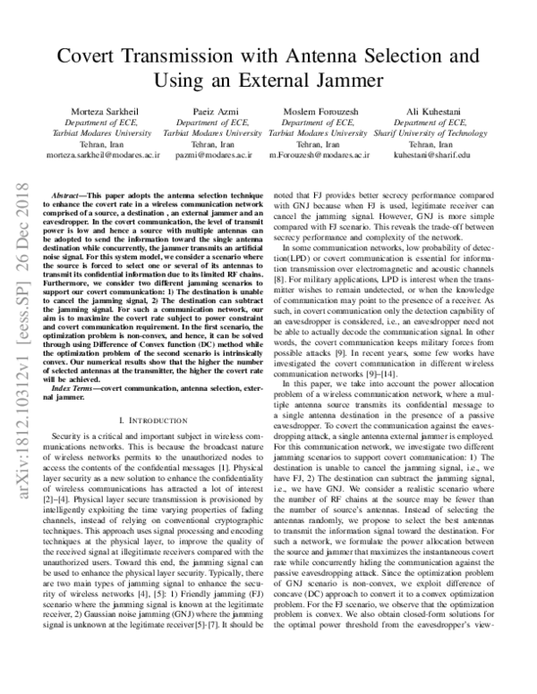 (PDF) Covert Transmission with Antenna Selection and Using an External ...