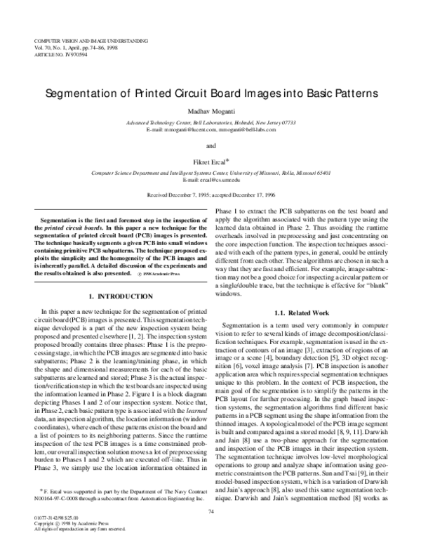 (PDF) Segmentation of Printed Circuit Board Images into Basic Patterns