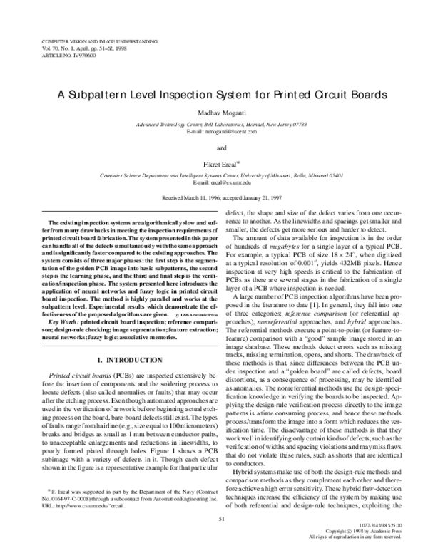 (PDF) A Subpattern Level Inspection System for Printed Circuit Boards
