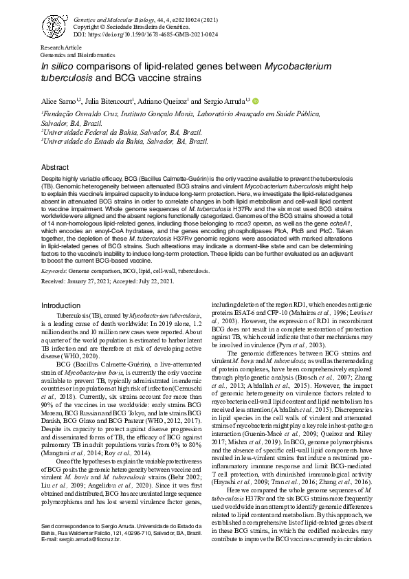 (PDF) In silico comparisons of lipid-related genes between ... (PDF) In silico comparisons of lipid-related genes between ...