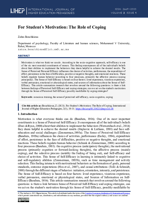 (PDF) For Student’s Motivation: The Role of Coping