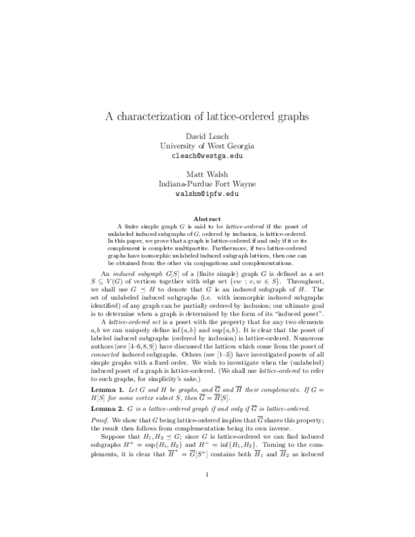 (PDF) A Characterization of Lattice-Ordered Graphs
