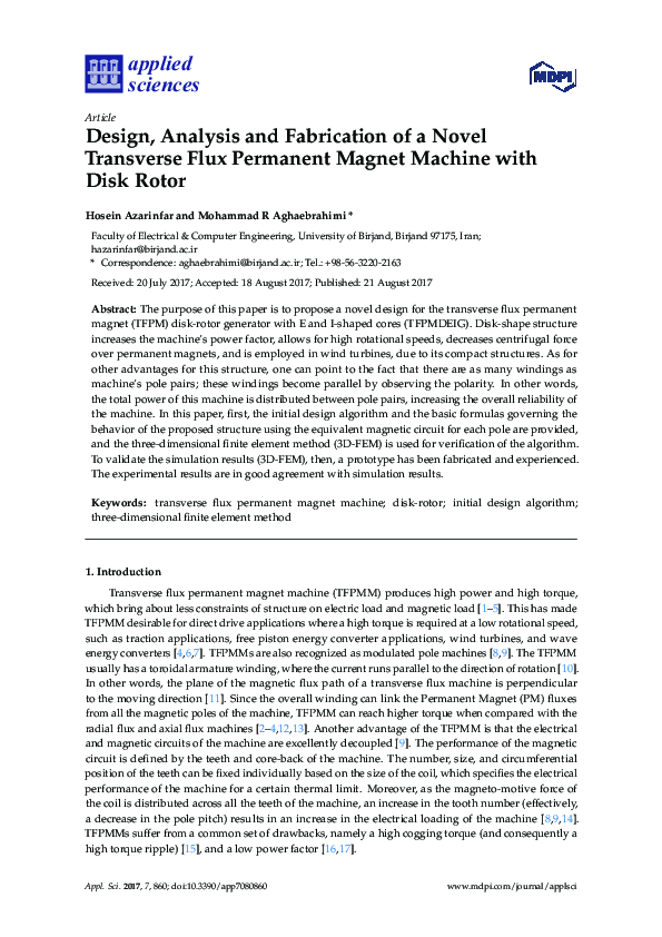 (PDF) Design, Analysis and Fabrication of a Novel Transverse Flux ...