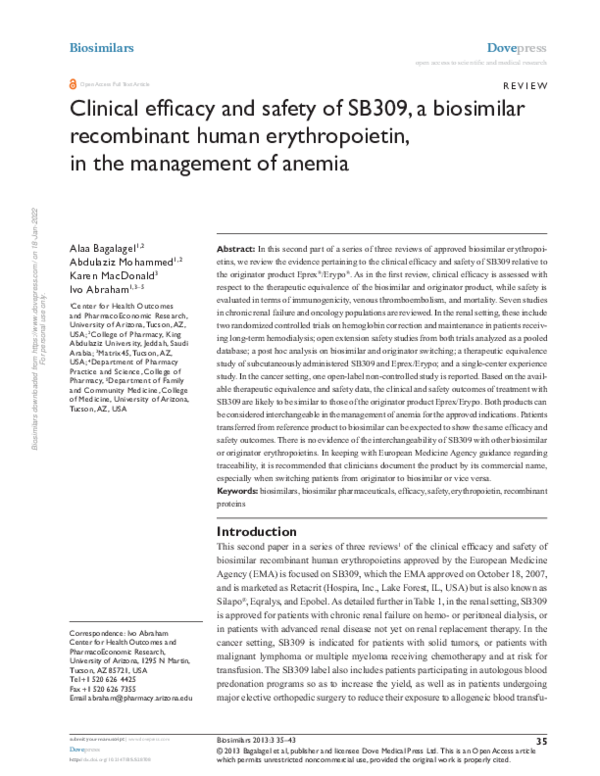 (PDF) Clinical efficacy and safety of SB309, a biosimilar recombinant ...