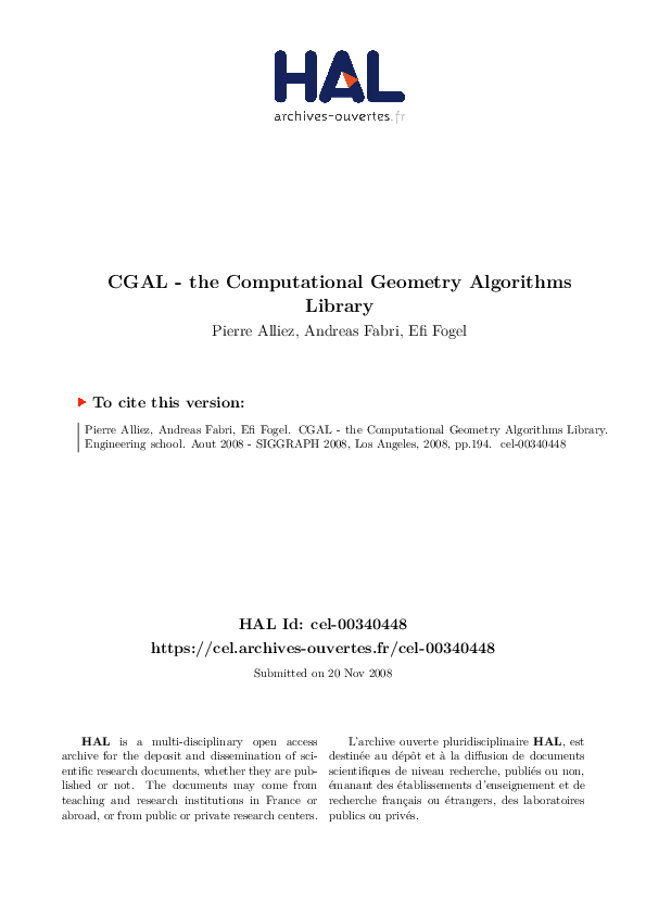 (PDF) Computational geometry algorithms library