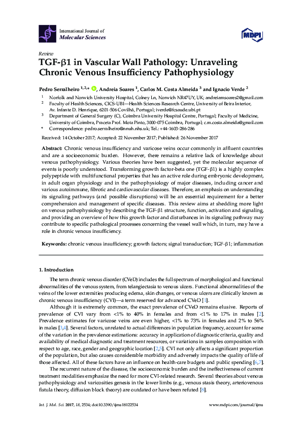 (PDF) TGF-β1 in Vascular Wall Pathology: Unraveling Chronic Venous ...