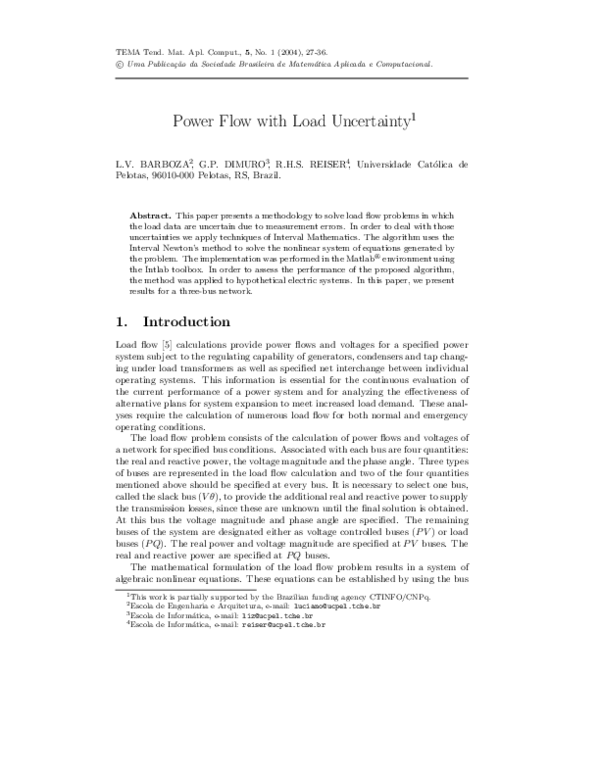 (PDF) Power flow with load uncertainty