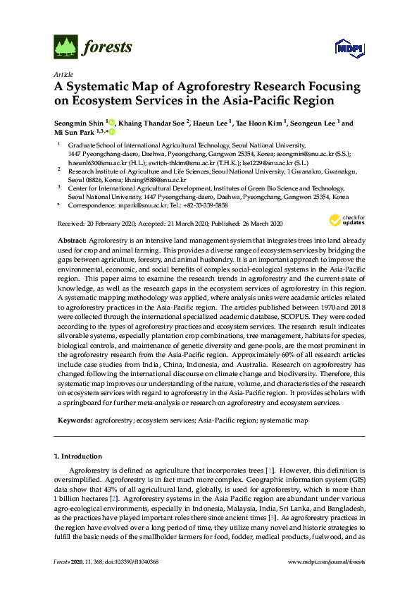 (PDF) A Systematic Map of Agroforestry Research Focusing on Ecosystem ...