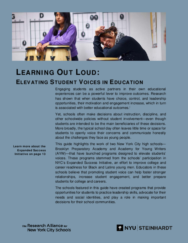 (PDF) Learning out Loud: Elevating Student Voices in Education