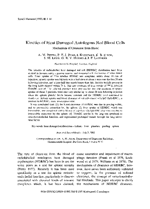 (PDF) Kinetics of heat damaged autologous red blood cells. Mechanism of ...