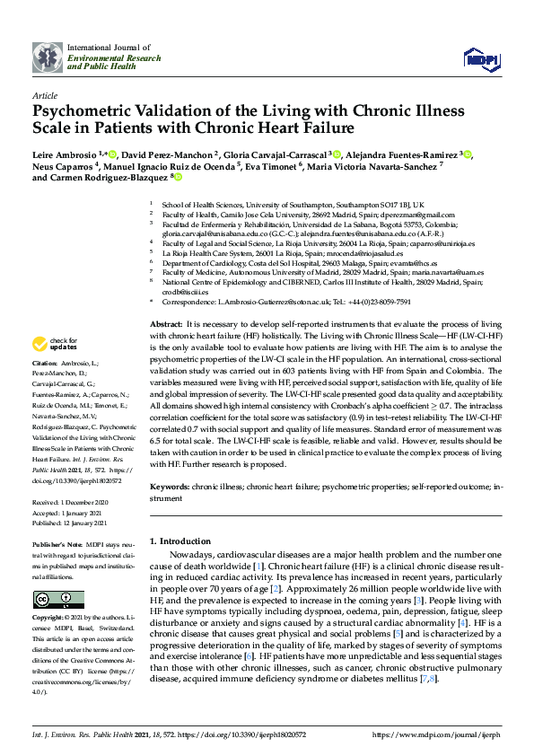 (PDF) Psychometric Validation of the Living with Chronic Illness Scale ...