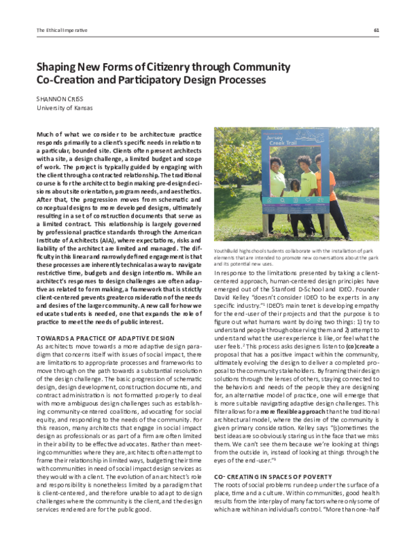 (PDF) Shaping New Forms of Citizenry through Community Co-Creation and ...