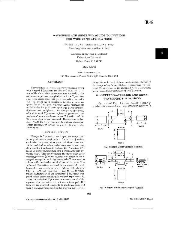 (PDF) Waveguide and ridge waveguide T-junctions for wide band applications