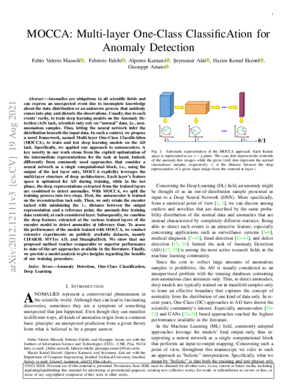 (PDF) MOCCA: Multi-Layer One-Class Classification for Anomaly Detection