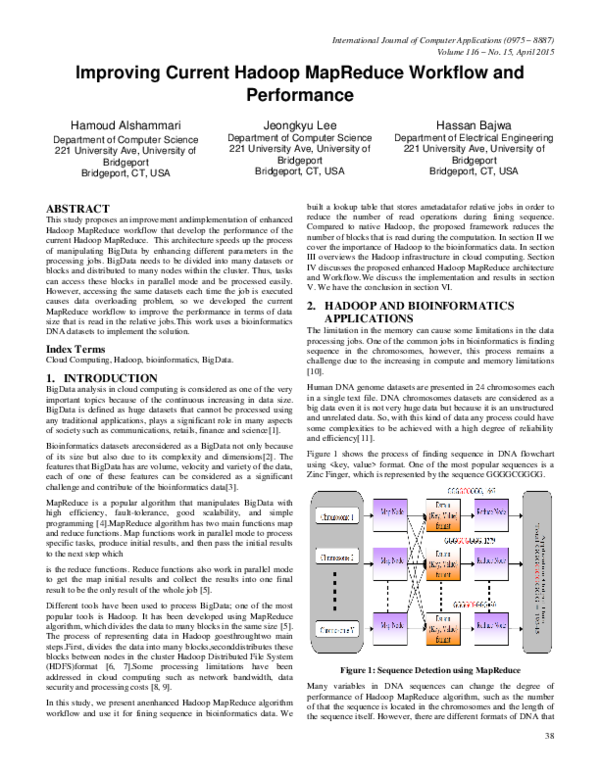Pdf Improving Current Hadoop Mapreduce Workflow And Performance