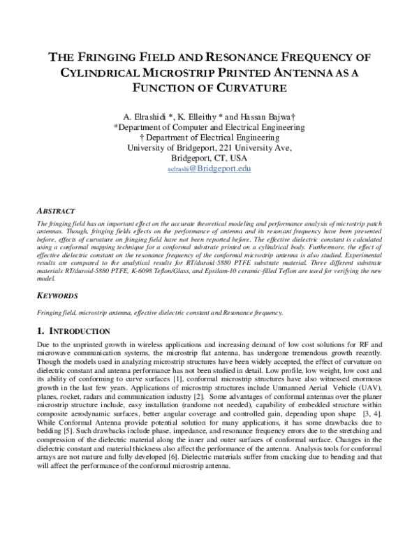 (PDF) The Fringing Field and Resonance Frequency of Cylindrical ...
