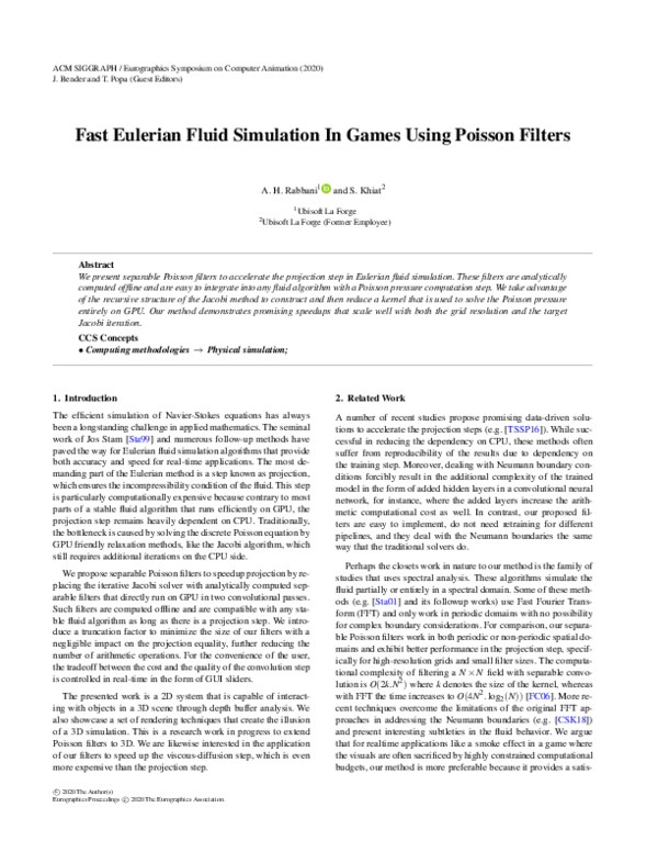 (PDF) Fast Eulerian Fluid Simulation In Games Using Poisson Filters
