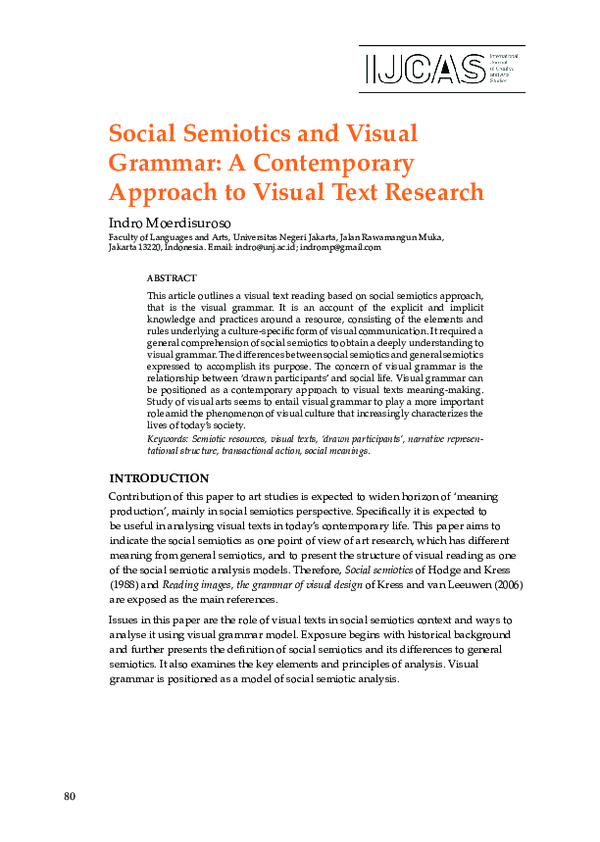 (PDF) Social Semiotics and Visual Grammar: A Contemporary Approach to ...
