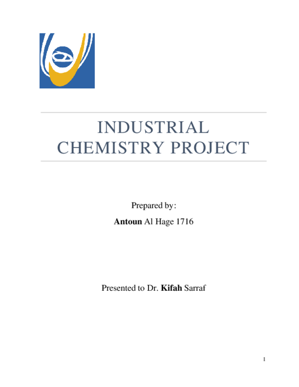 (PDF) Industrial chemistry project