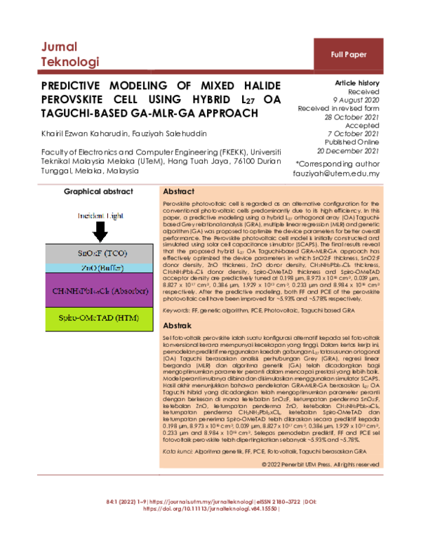 (PDF) Predictive Modeling of Mixed Halide Perovskite Cell Using Hybrid ...