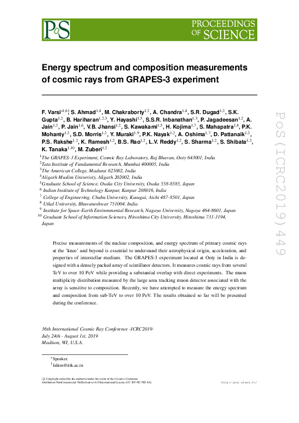 (PDF) Energy spectrum and composition measurements of cosmic rays from ...