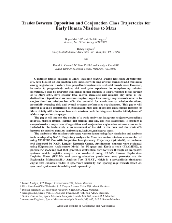 (PDF) Trades Between Opposition and Conjunction Class Trajectories for ...