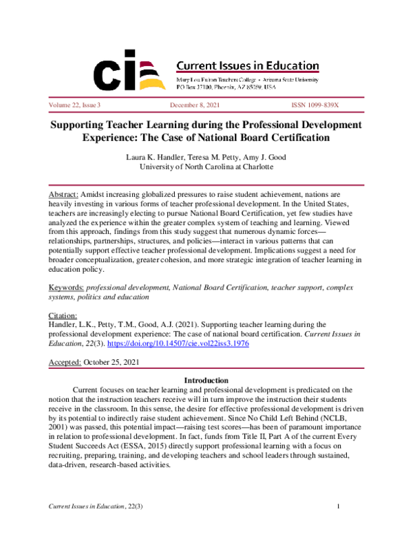 (PDF) Supporting teacher learning during the professional development ...