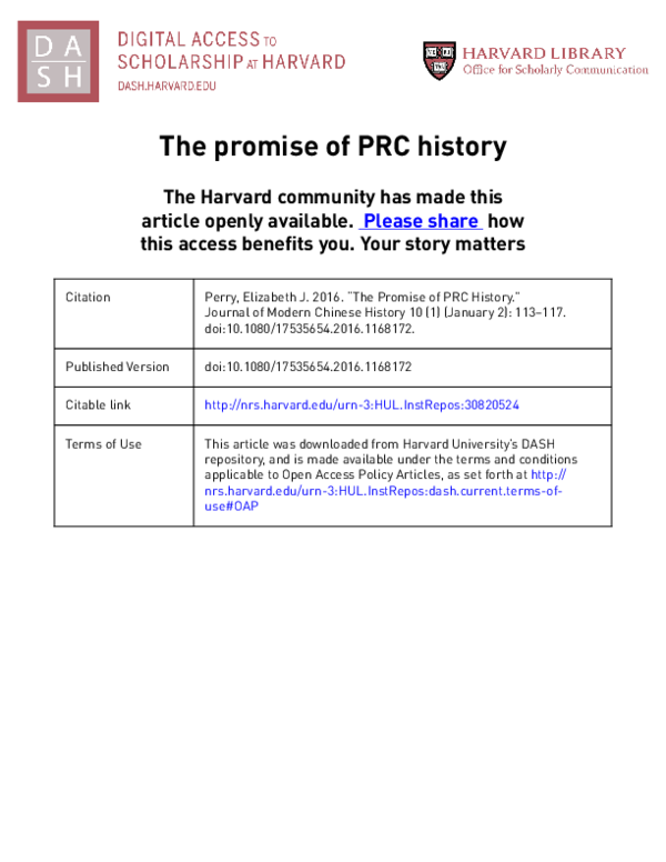 (PDF) The promise of PRC history