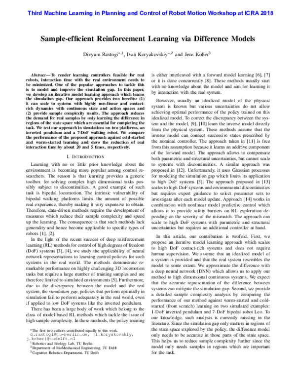 (PDF) Sample-efficient Reinforcement Learning via Difference Models