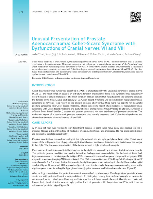 (PDF) Unusual Presentation of Prostate Adenocarcinoma: Collet-Sicard ...