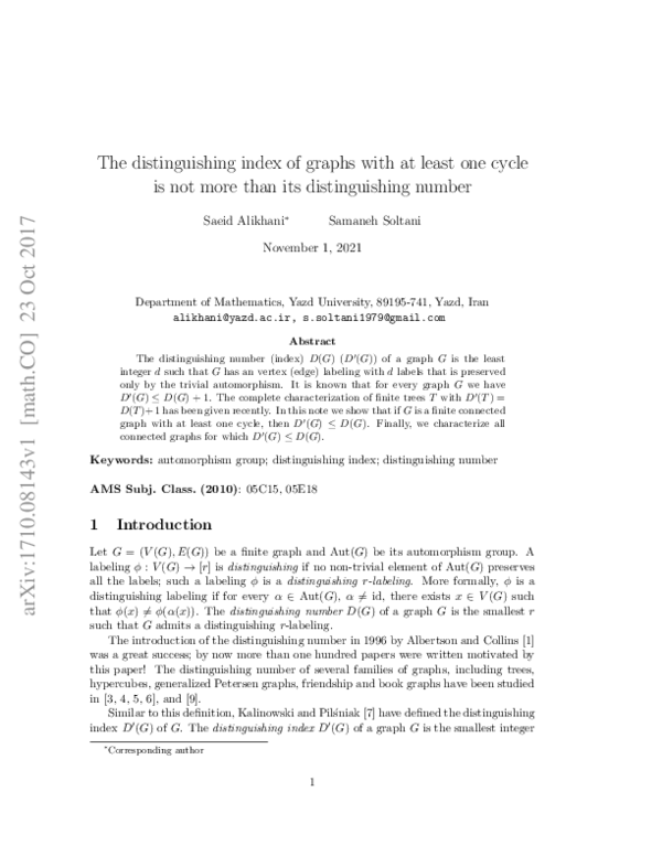 (PDF) The distinguishing index of graphs with at least one cycle is not more than its ...