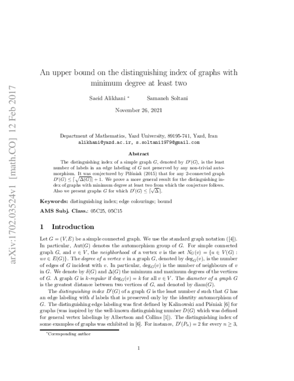 (PDF) An upper bound on the distinguishing index of graphs with minimum degree at least two