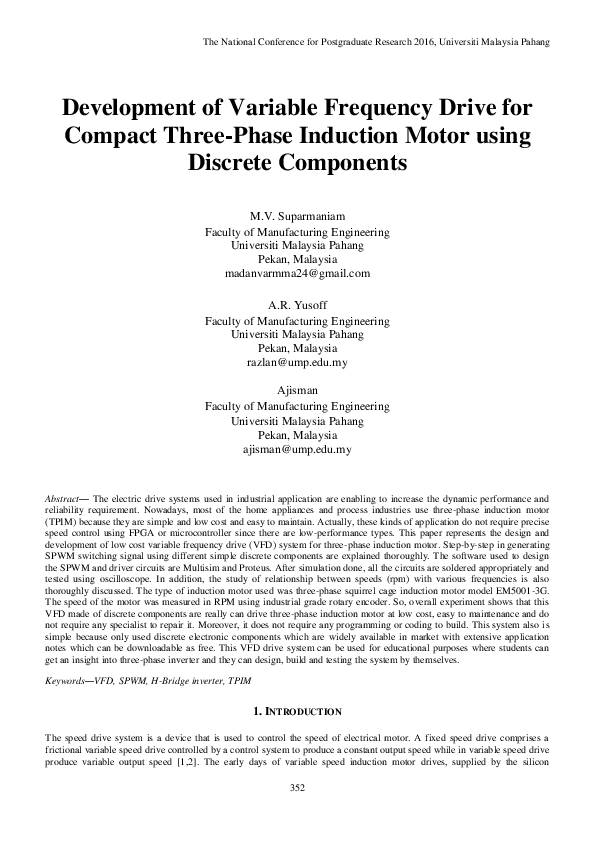 (PDF) Development of Variable Frequency Drive for Compact Three Phase ...
