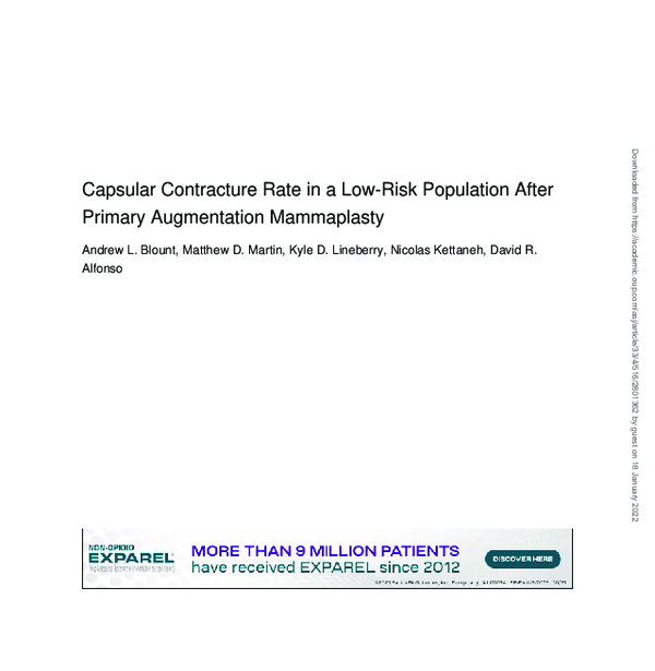 (PDF) Capsular Contracture Rate in a Low-Risk Population After Primary ...