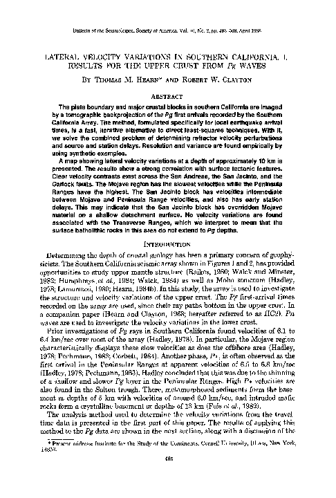 (PDF) Lateral Velocity Variations in Southern California
