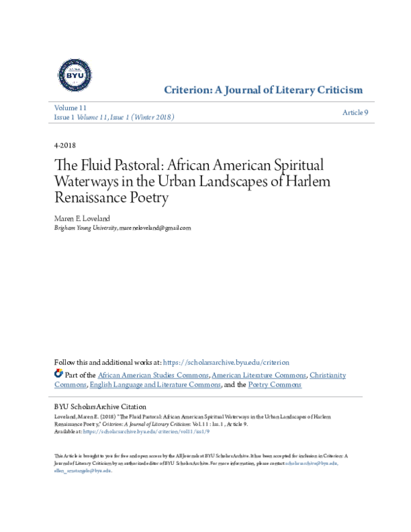 (PDF) The Fluid Pastoral: African American Spiritual Waterways in the ...