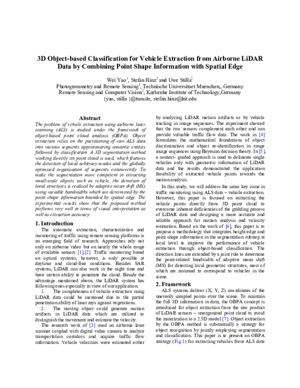 (PDF) 3D object-based classification for vehicle extraction from airborne LiDAR data by ...