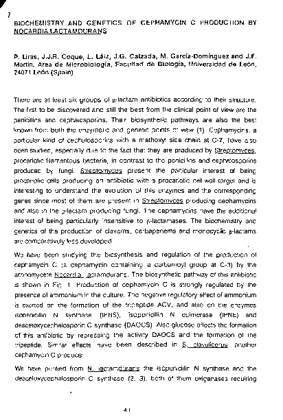 (PDF) BIOCHEMISTRY ANO GENETICS OF CEPHAMYCIN C PROOUCTION BY NOCARplA ...