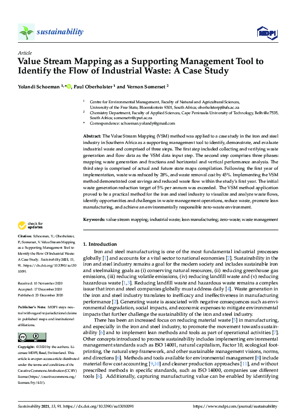 (PDF) Value Stream Mapping as a Supporting Management Tool to Identify the Flow of Industrial ...