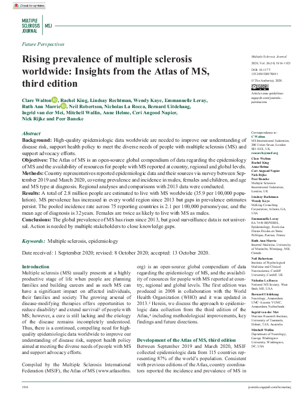 (PDF) Rising prevalence of multiple sclerosis worldwide: Insights from ...