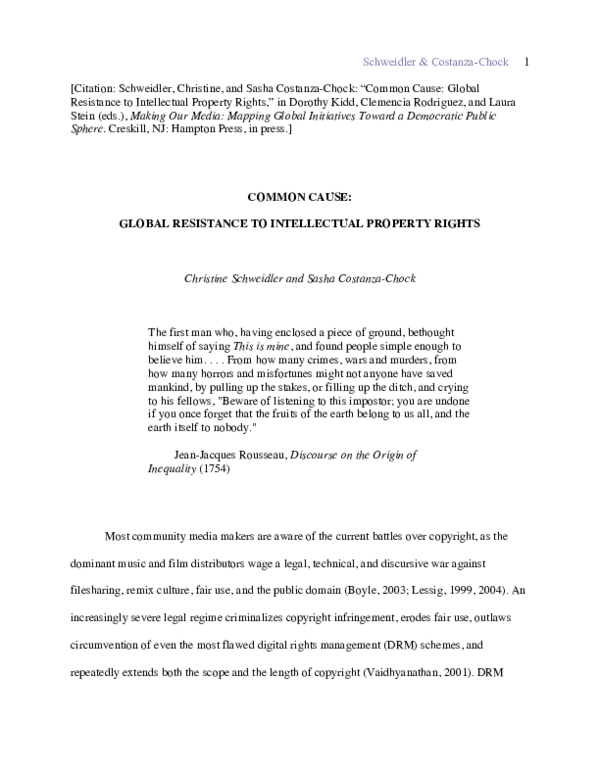 (PDF) Common Cause: Global Resistance to Intellectual Property Rights